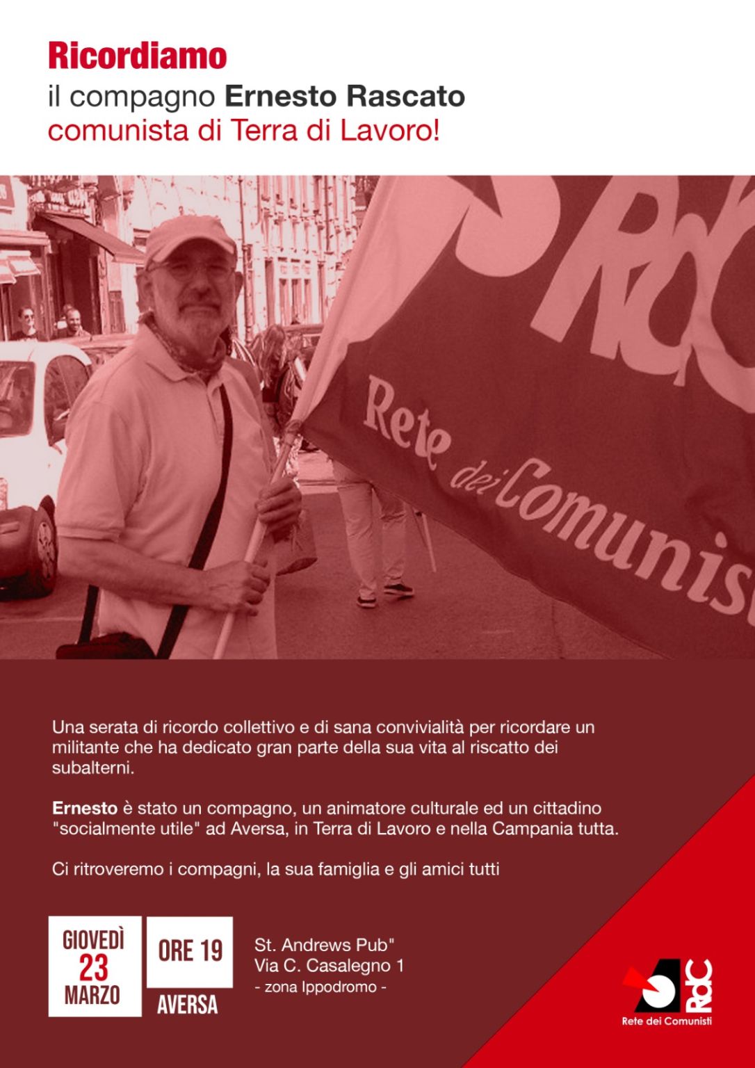 Aversa. Ricordiamo il compagno Ernesto Rascato - Contropiano